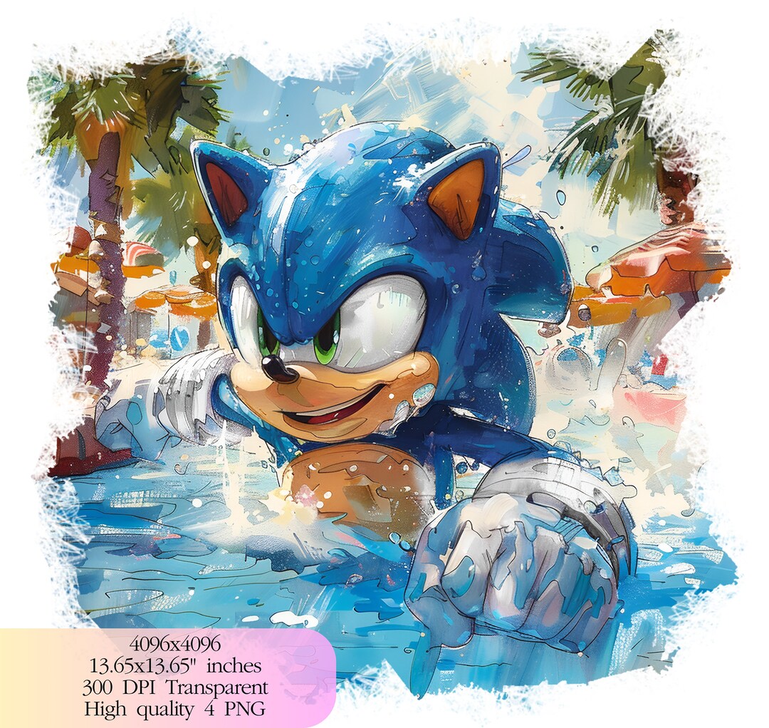 Sonic Pool Party Birthday - 300 DPI, High-resolution, Transparent ...