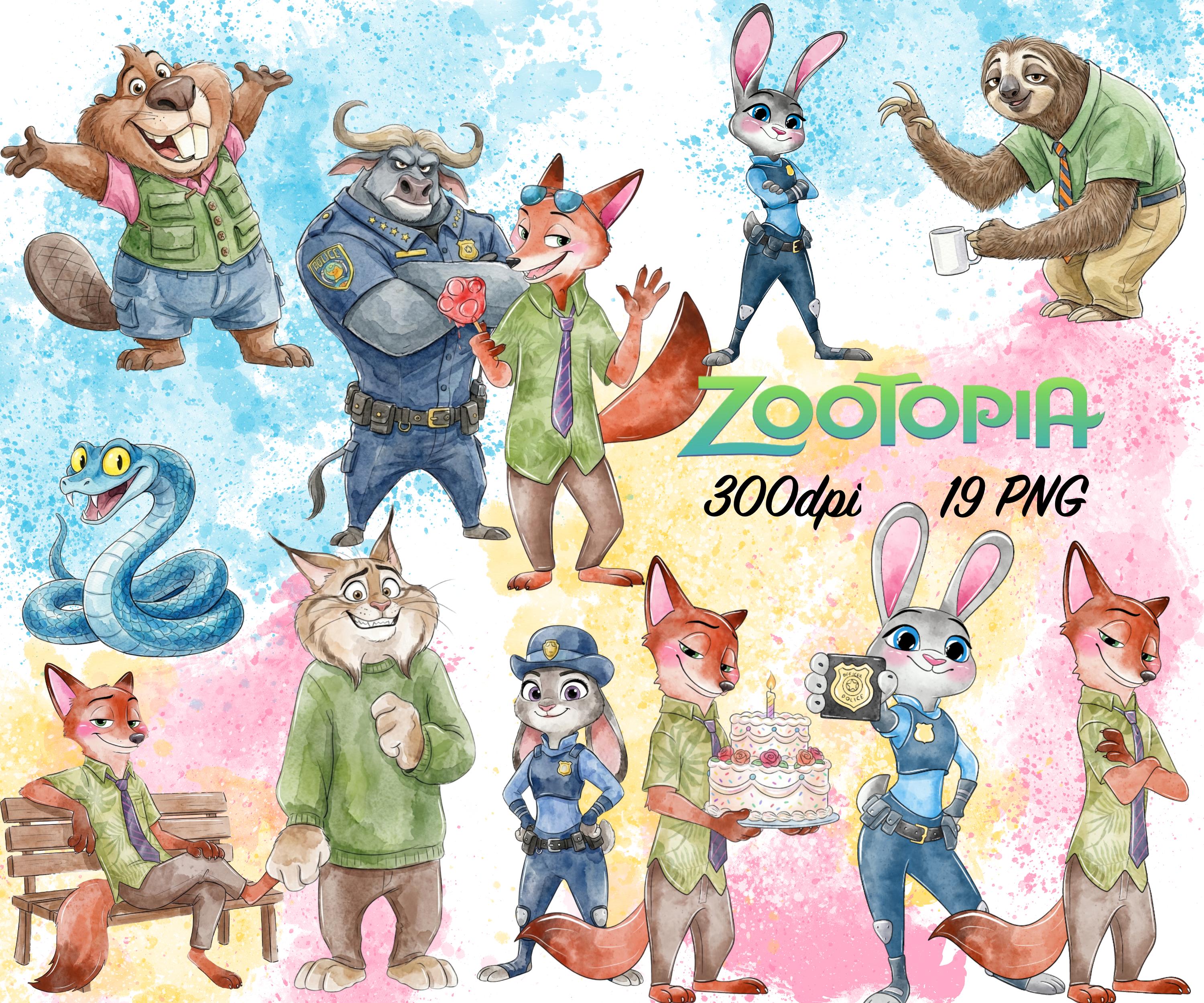 Zootopia PNG Cliparts Bundle, Zootopia PNG Cartoon Sublimation Clipart ...