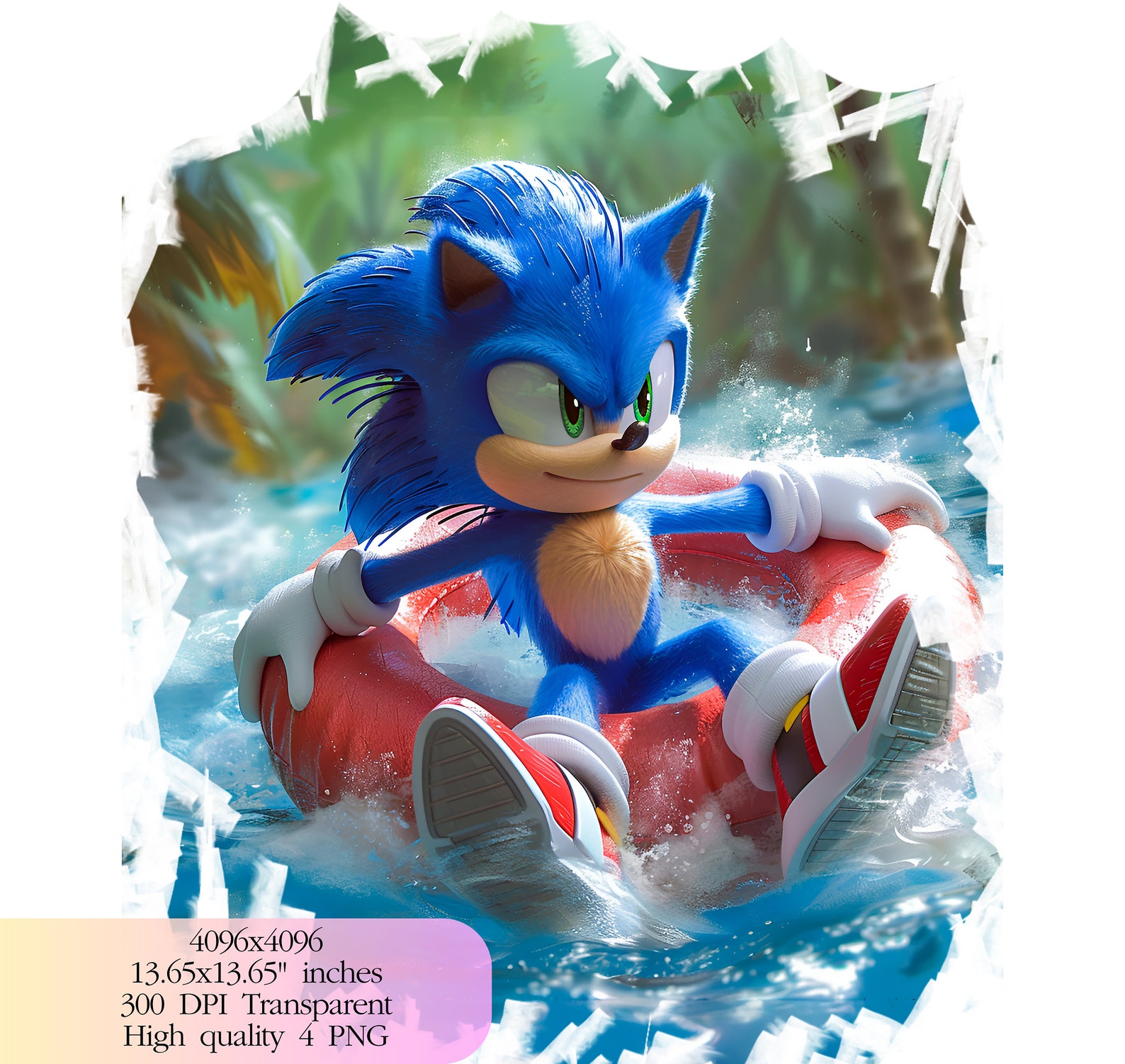 Sonic Pool Party Birthday - 300 DPI, High-resolution, Transparent ...