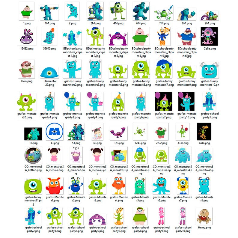 140 Monsters Inc Clipart Bundle, Monsters Clipart, Monsters Inc PNG ...