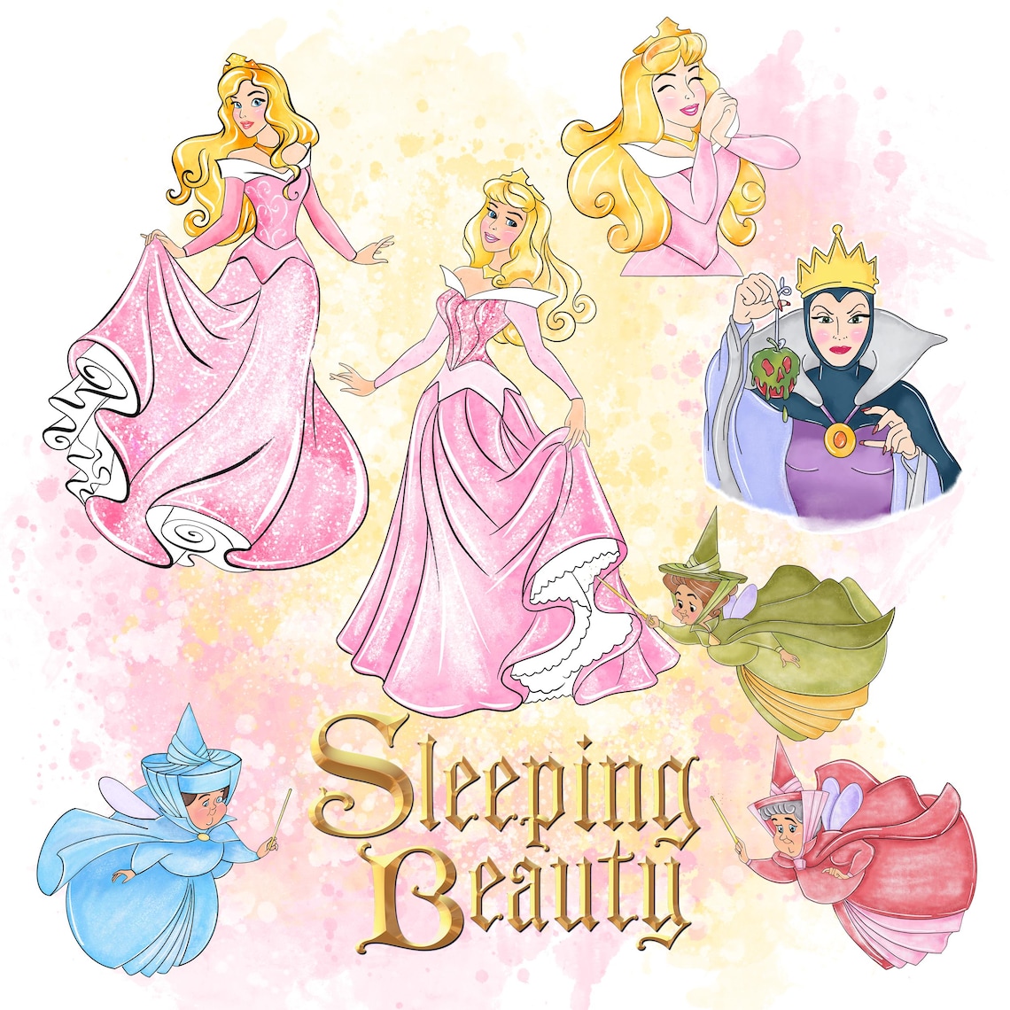 Sleeping Beauty Png Watercolor, Aurora Png Clipart, Sleeping Beauty Png ...