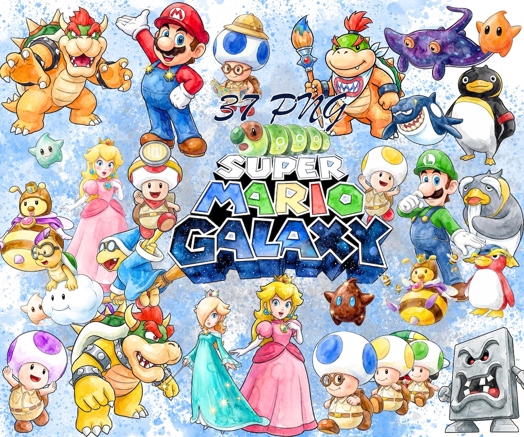Watercolor Super Mario Galaxy in Digital Design - File for Sublimation ...