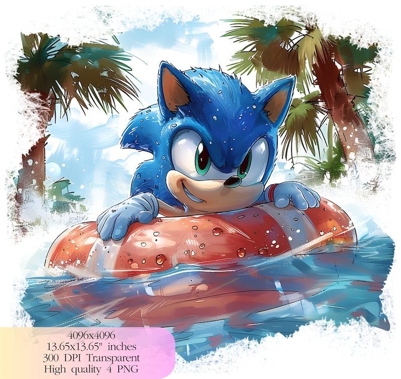 Sonic Pool Party Birthday - 300 DPI, High-resolution, Transparent ...