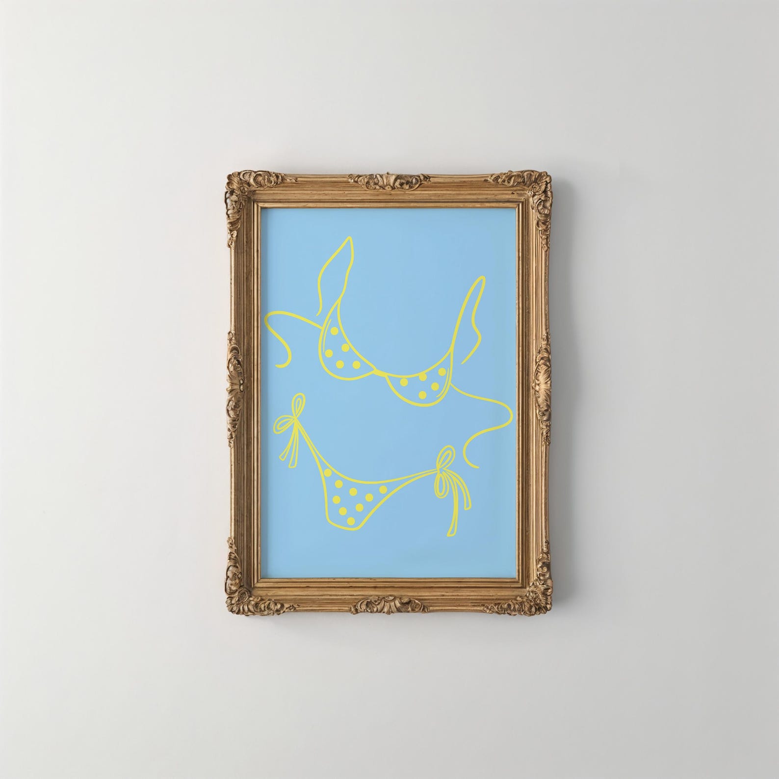 Yellow Polka Dot Bikini Art Print, Vintage Home Decor (digital Download) - Etsy