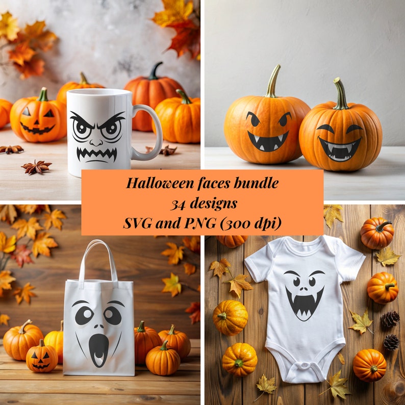 Pumpkin Faces Bundle, Pumpkin Face SVG, Jack O Lantern SVG, Jack O ...