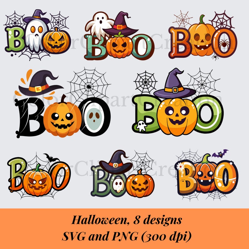 Boo SVG and PNG, Spiderweb SVG, Ghost Svg, Pumpkin Face Svg, Halloween ...