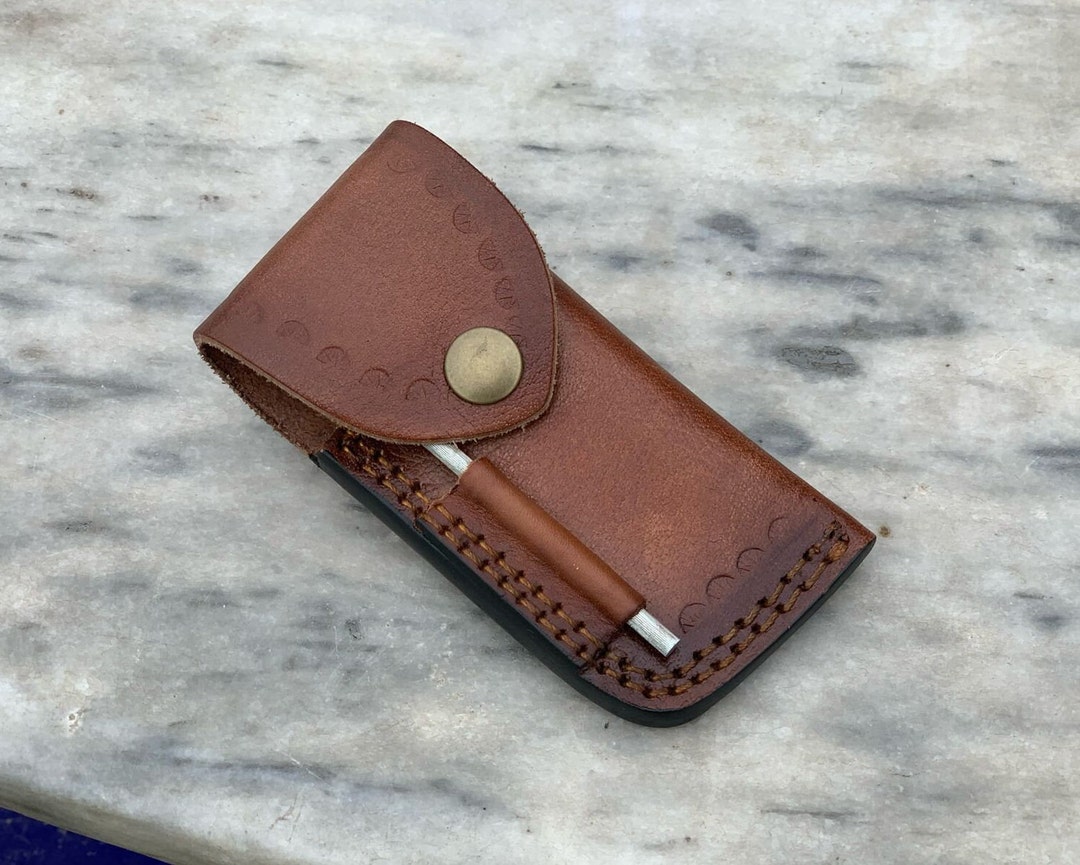 Leather Sheath for Pocket Knife 4 Inch Leather Pouch Handcrafted Sheath ...