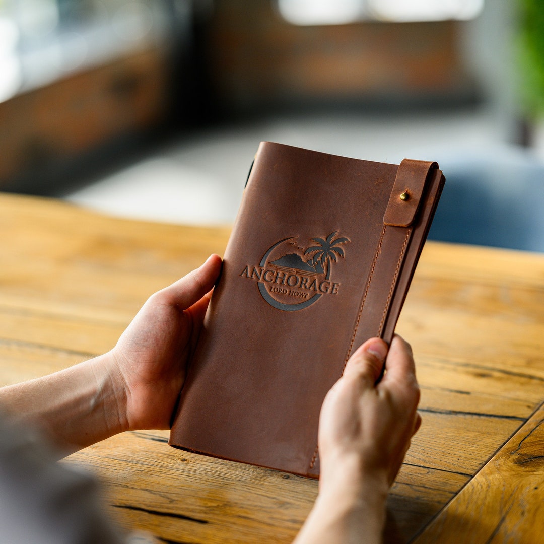 Embossed Leather Menu Cover: Restaurant Wine List With Personalization ...
