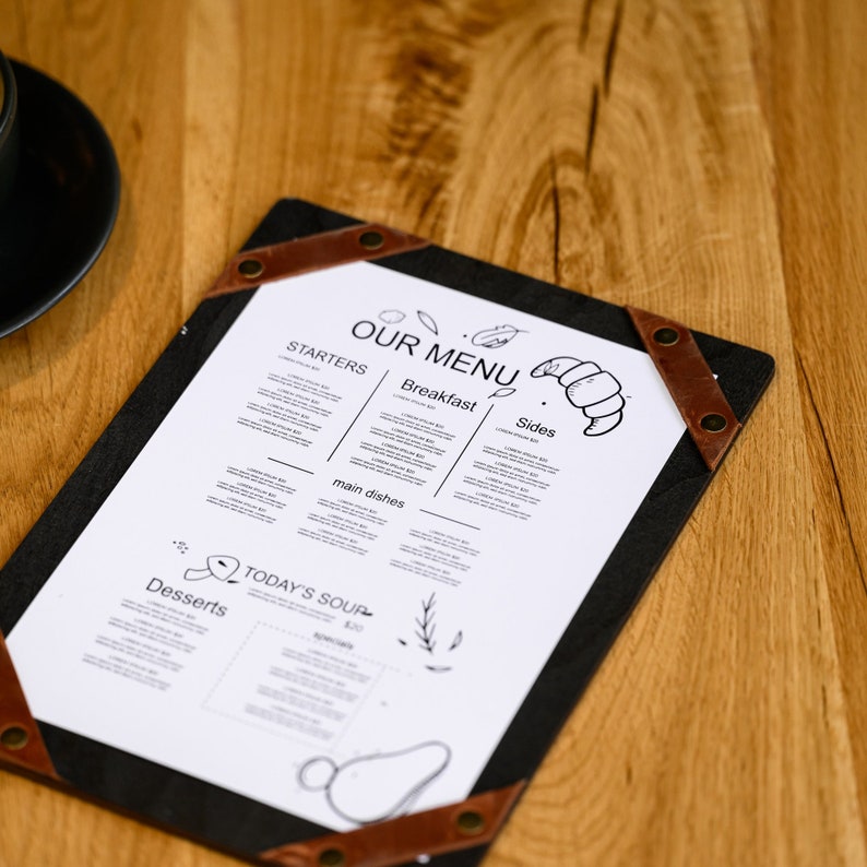 Menu Board With Personalization, Restaurant Menu Board With Corner ...