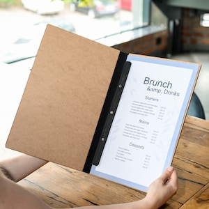 Hardcover Leather Menu Folder With Logo Embossing, Menu Cover With ...