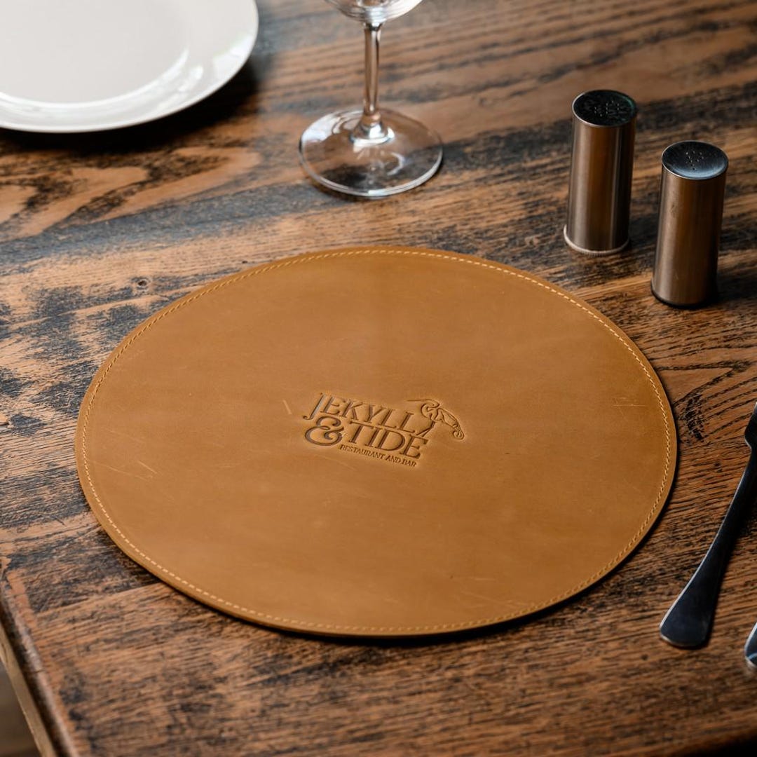 Embossed Leather Placemat: Customizable Round Dining Table Mat - Etsy