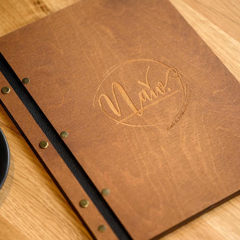 Wooden Menu Holder, Customizable Restaurant Menu Cover, Leather ...