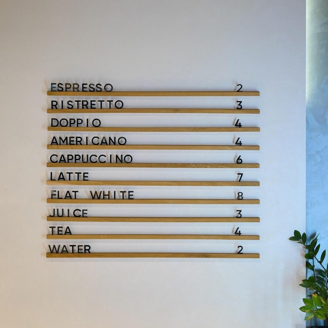 Wall Menu Display, Changeable Letter Ledges Set, Wall Mounted Menu ...