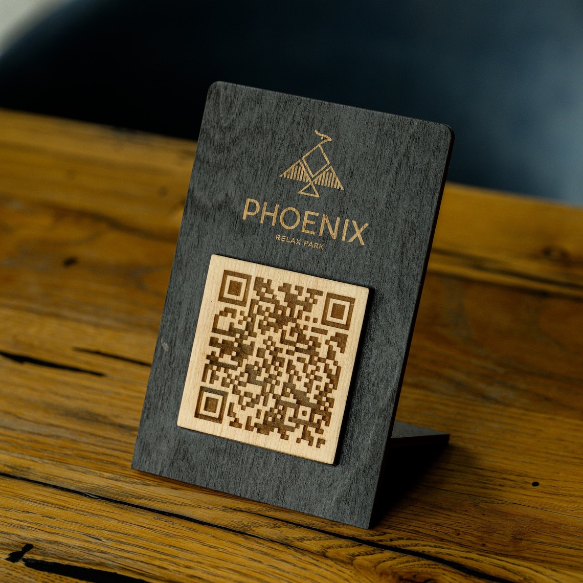Plywood QR Code Sign With Logo, Personalised Touchless Menu Stand ...