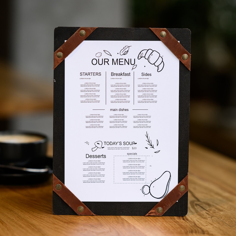 Menu Board With Personalization, Restaurant Menu Board With Corner ...