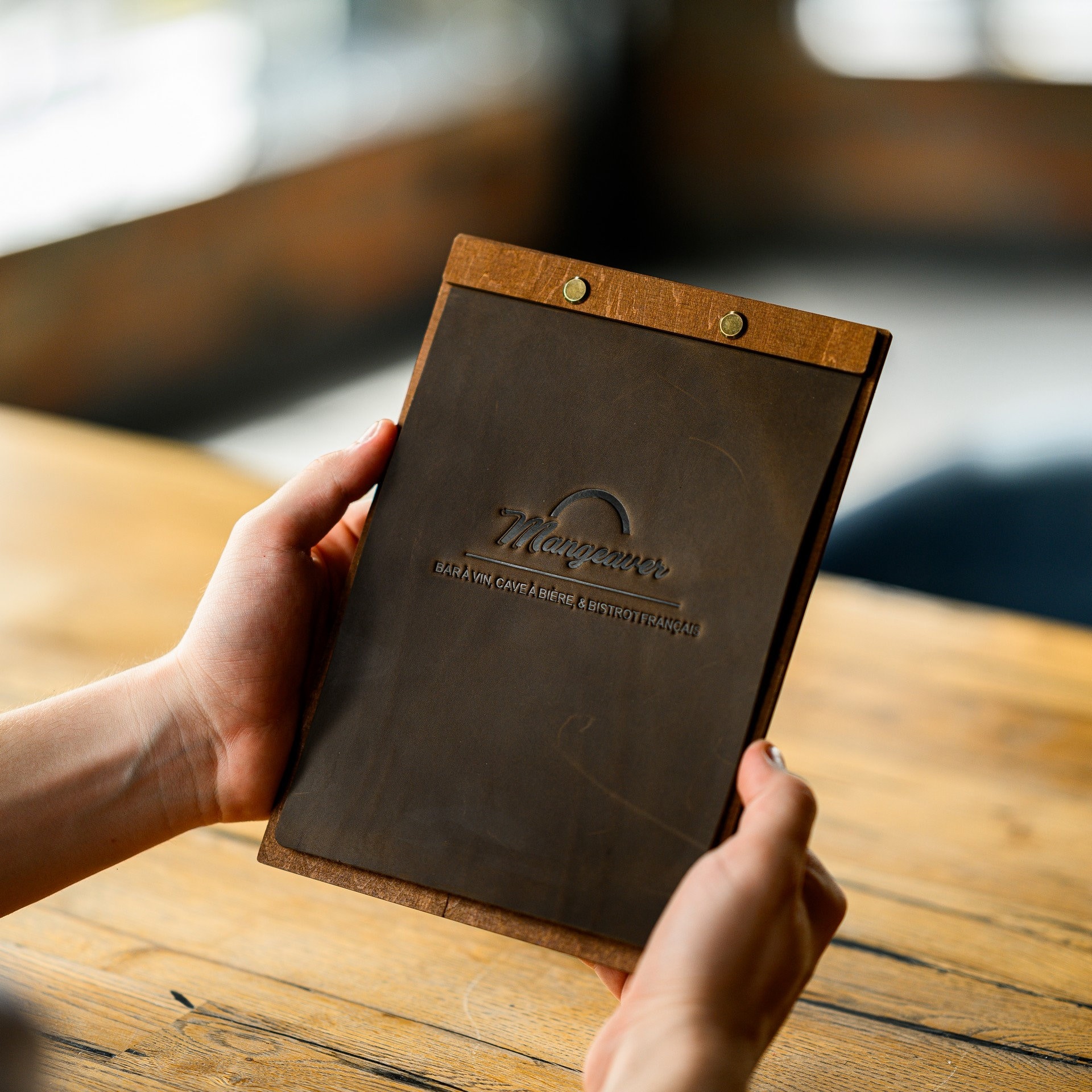 Leather Menu Clipboard With Embossed Logo, Personalised Menu Holder ...