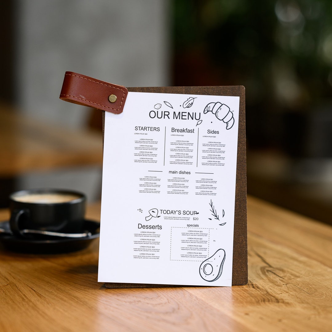 Menu Holder With Personalization, Restaurant Menu Cover, Menu Covers ...