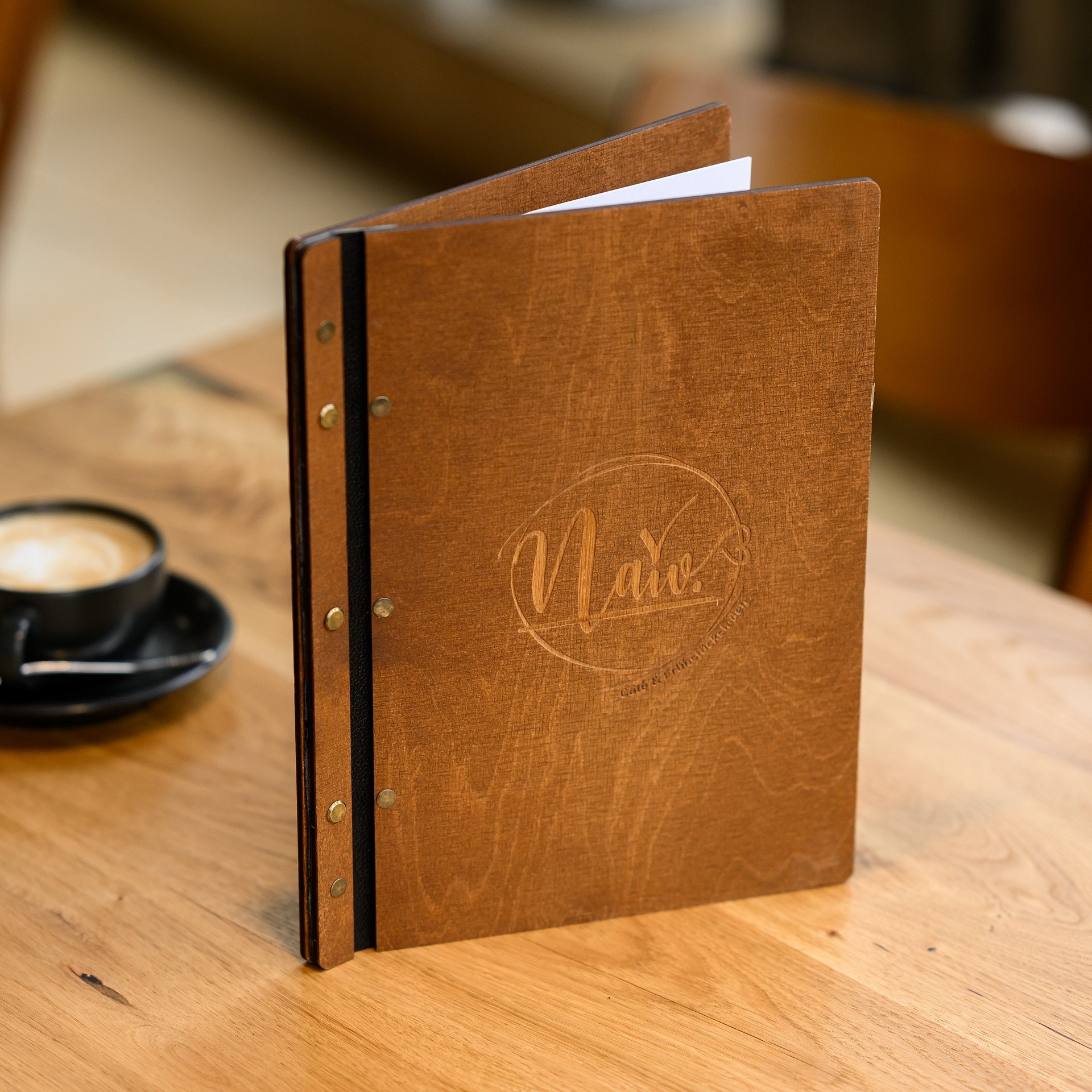 Wooden Menu Holder, Customizable Restaurant Menu Cover, Leather ...