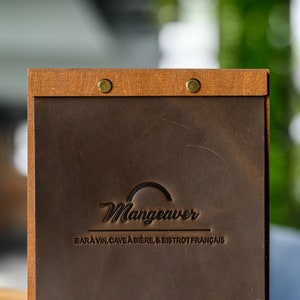 Leather Menu Clipboard With Embossed Logo, Personalised Menu Holder ...
