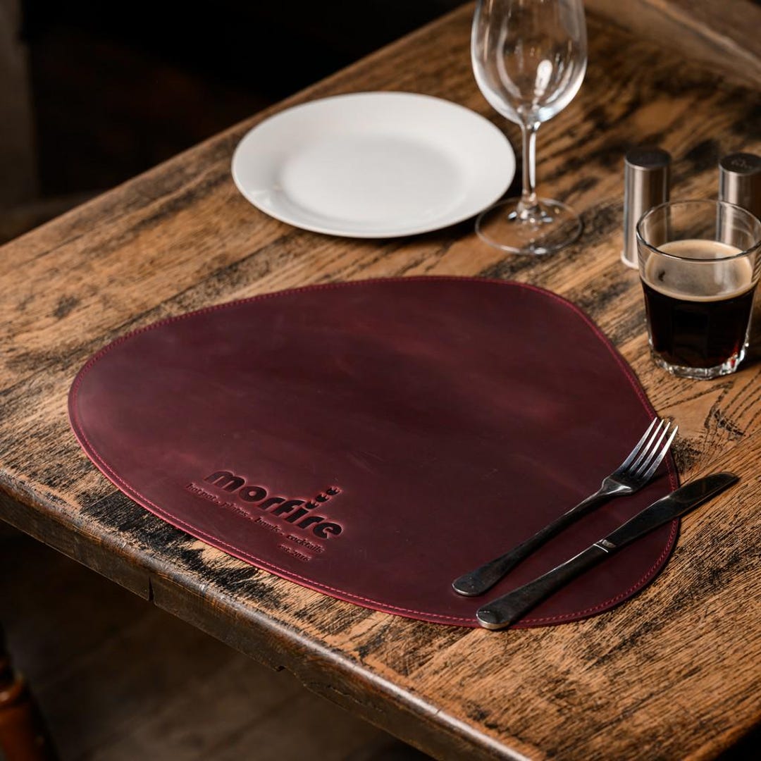 Elegant Leather Dining Placemats, Personalizable Oval Placemats With ...