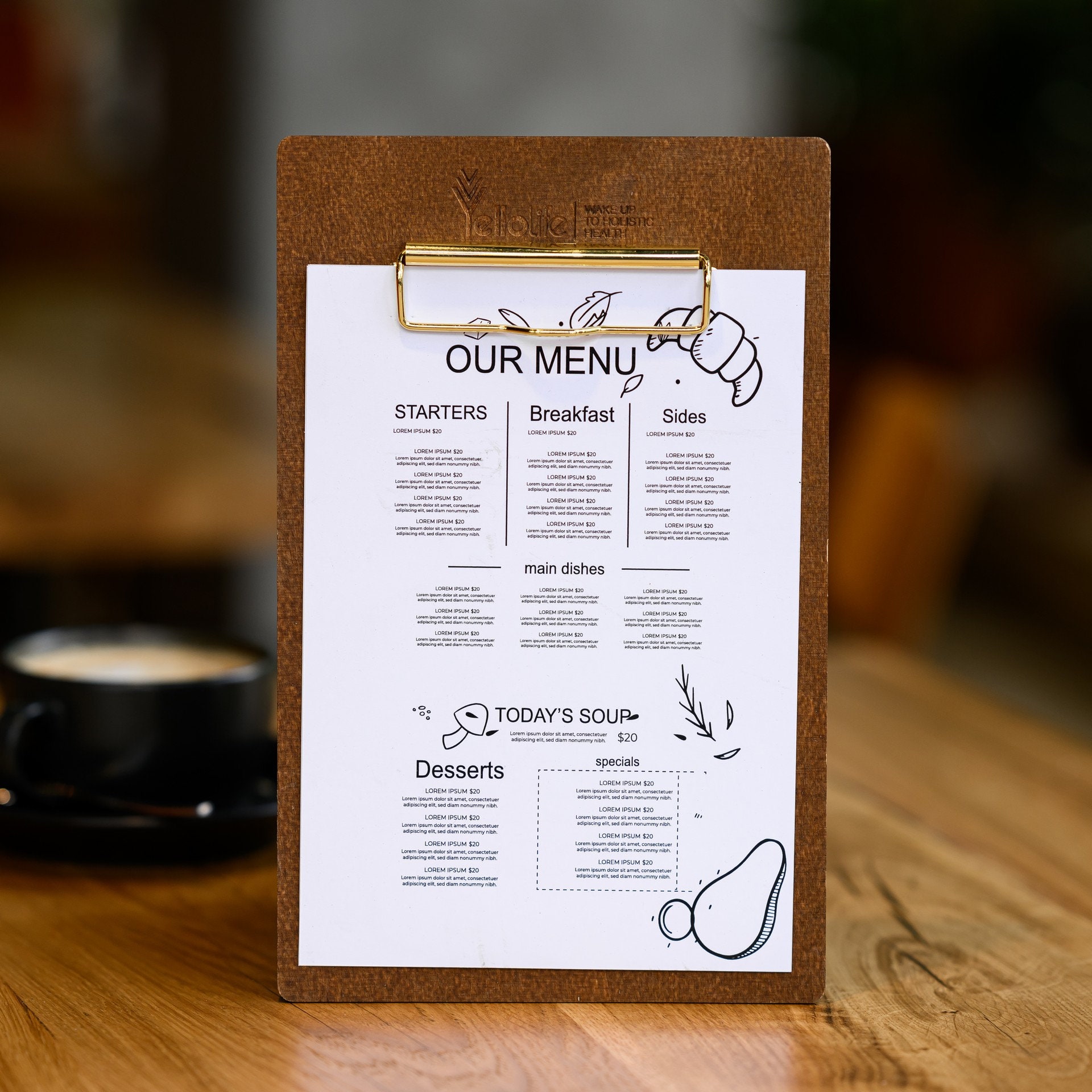 Restaurant Menu Holder With Logo Engraving, Menu Board Customized, Bar ...