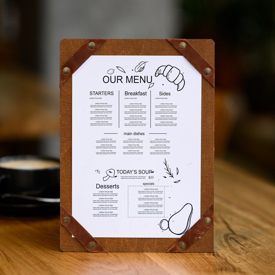 Menu Board With Corner Mountings, Menu Holder Customized, Menu Cover ...