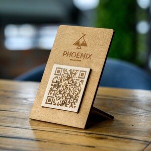 QR Code Sign With Logo Engraving,touchless Menu Stand, Wooden QR Code ...