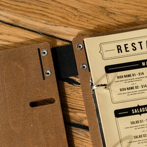 Wooden Menu Folder With Ring Binder, Menu Board With Customisation ...