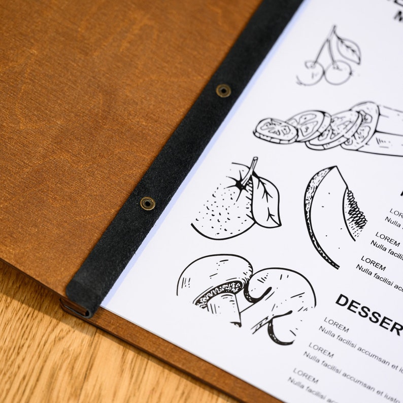 Wooden Menu Holder, Customizable Restaurant Menu Cover, Leather ...