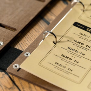 Wooden Menu Folder With Ring Binder, Menu Board With Customisation ...