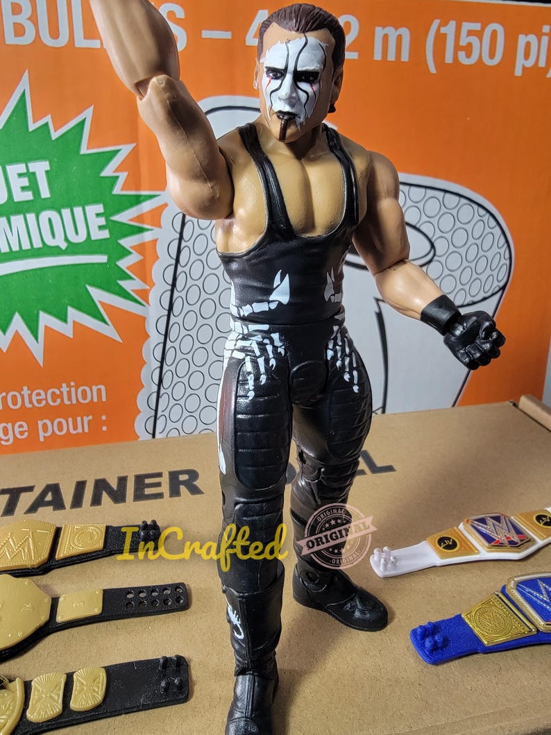 Mattel WWE Sting Wrestling Action Figure With 6 Championship Belts Used - Etsy