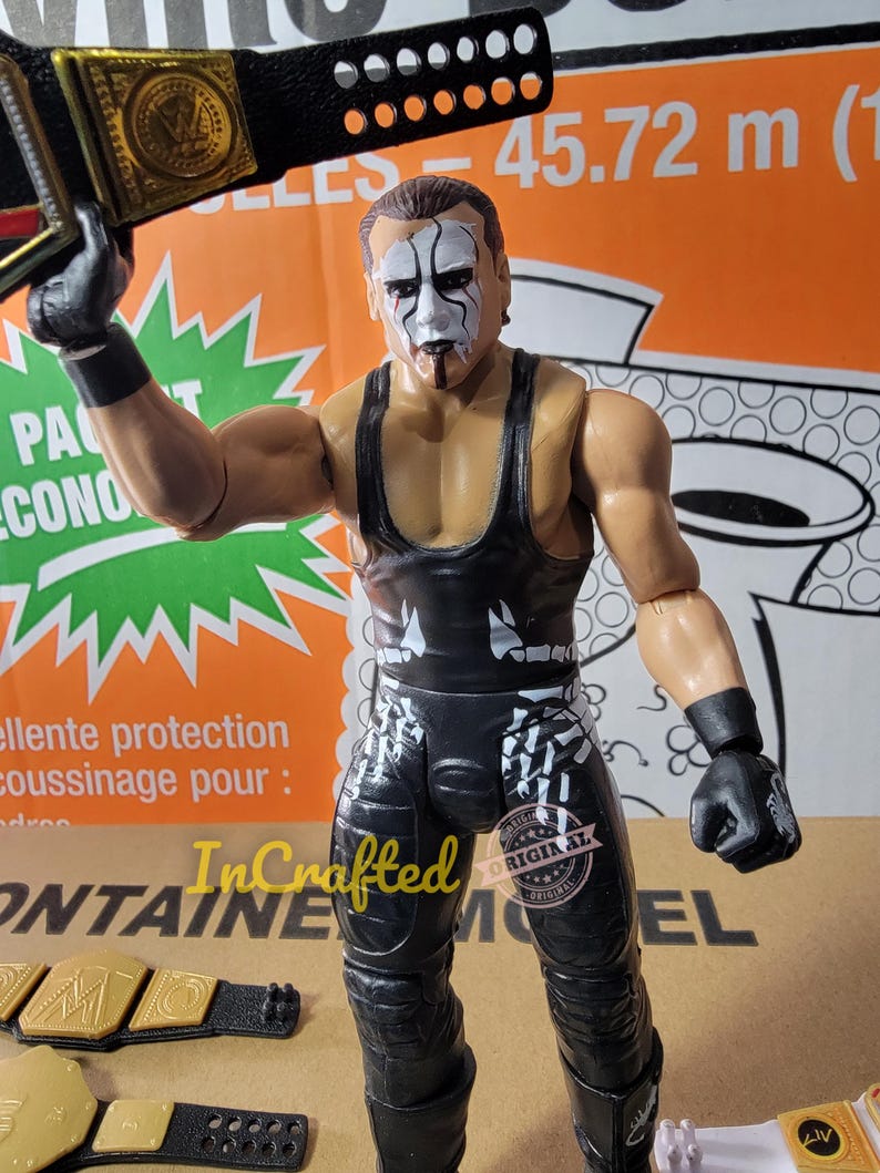 Mattel WWE Sting Wrestling Action Figure With 6 Championship Belts Used - Etsy
