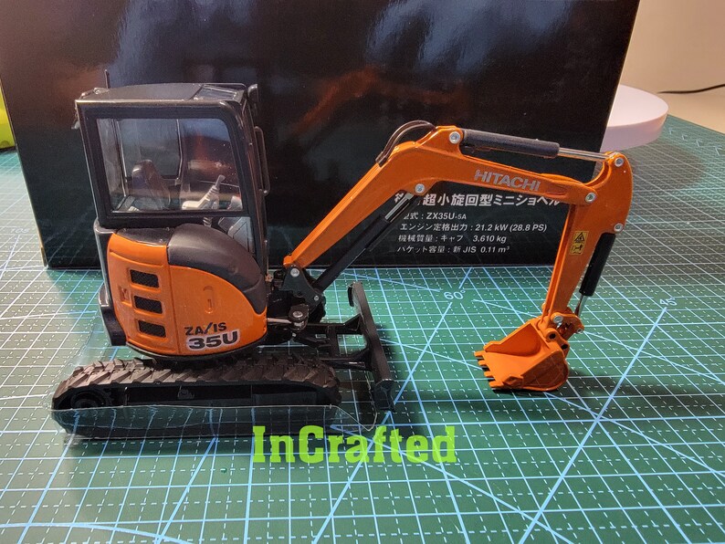 Hitachi Zaxis 35U Compact Mini Excavator 1/30 Die-cast Model New in ...