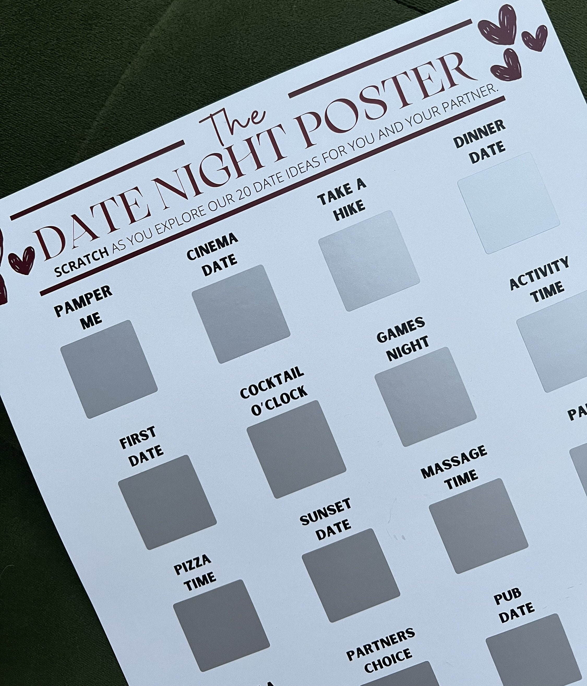 The Date Night Scratch Poster, Couples, Date Ideas, Couple Challenge ...