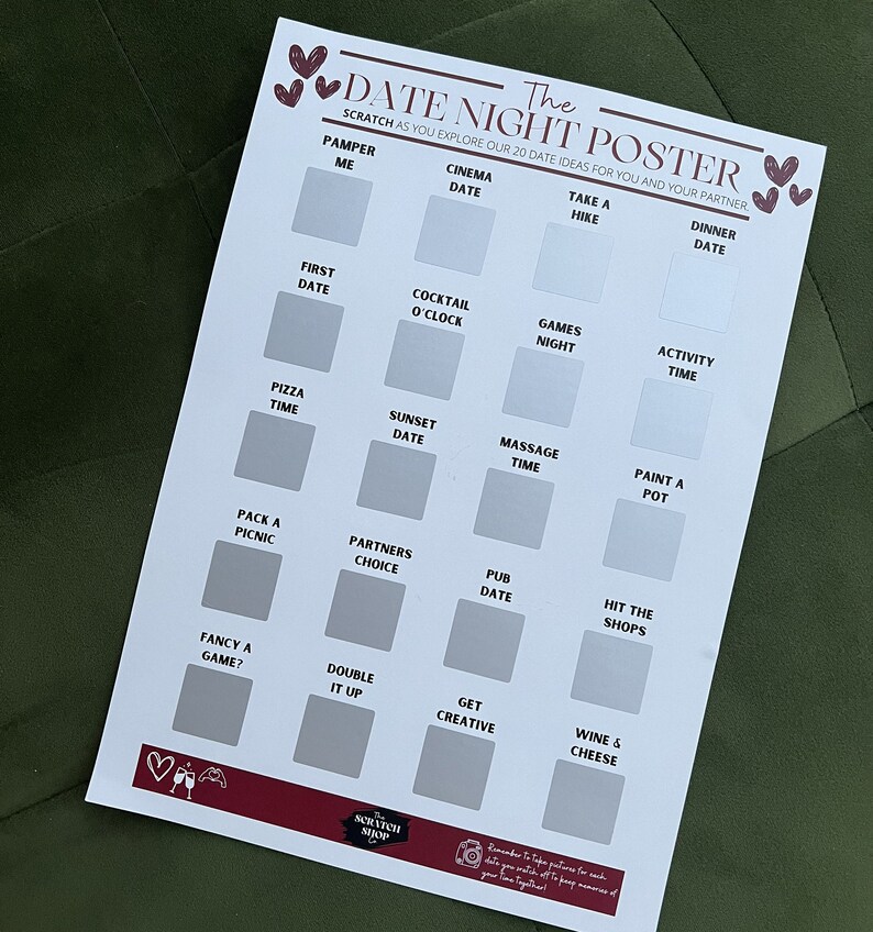The Date Night Scratch Poster, Couples, Date Ideas, Couple Challenge ...