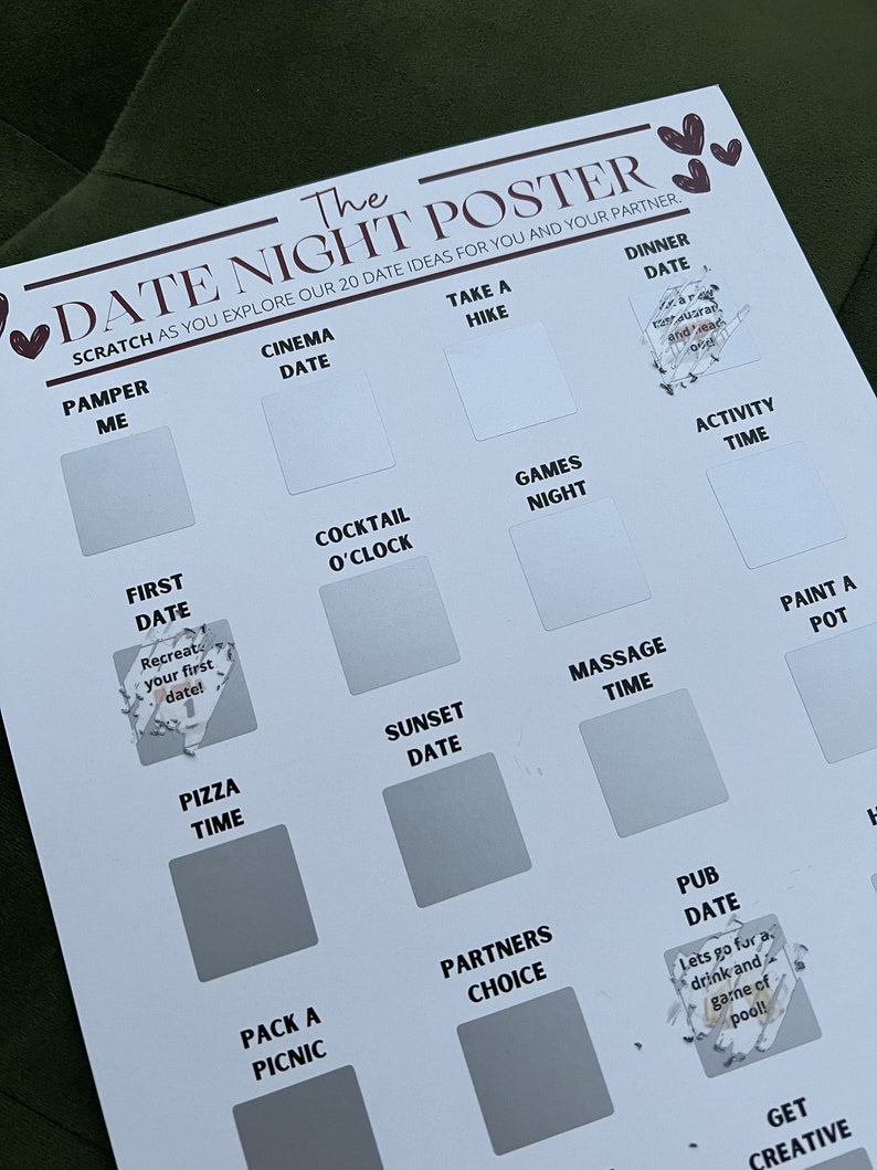 The Date Night Scratch Poster, Couples, Date Ideas, Couple Challenge ...