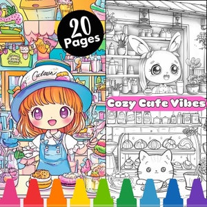 20 Kawaii Cozy Cafe Coloring Pages, Cozy Coloring Pages, Printable ...