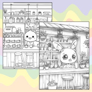 20 Kawaii Cozy Cafe Coloring Pages, Cozy Coloring Pages, Printable ...