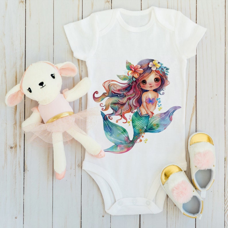 44 Cute Mermaid Clipart Bundle, Watercolor Mermaid PNG Set, Mermaid ...