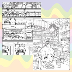 20 Kawaii Cozy Cafe Coloring Pages, Cozy Coloring Pages, Printable ...