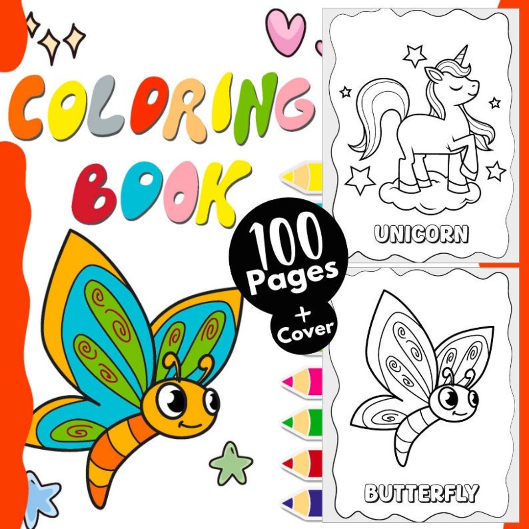 100 Easy Coloring Pages for Kids, Preschoolers Toddlers Coloring Book ...