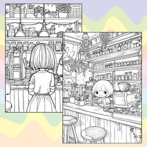 20 Kawaii Cozy Cafe Coloring Pages, Cozy Coloring Pages, Printable ...