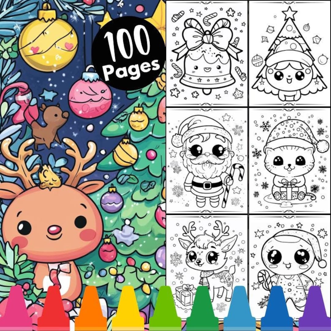 100 Kawaii Christmas Coloring Pages, 100 Kawaii Coloring Pages for Kids ...