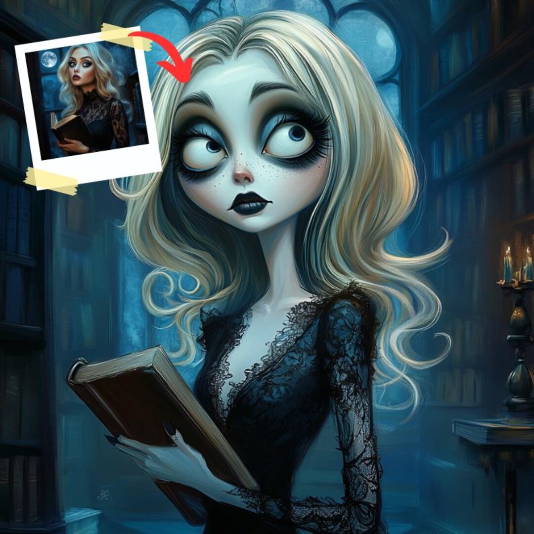 Digital Tim Burton Style Custom Portraits, Custom Gothic Style Portrait ...