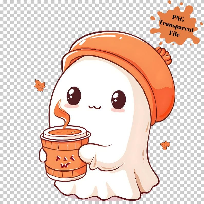 Cute Ghost Png, Halloween Png, Pumpkin Spice Coffee Png, Cute Halloween ...