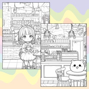 20 Kawaii Cozy Cafe Coloring Pages, Cozy Coloring Pages, Printable ...