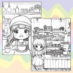 20 Kawaii Cozy Cafe Coloring Pages, Cozy Coloring Pages, Printable ...