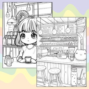 20 Kawaii Cozy Cafe Coloring Pages, Cozy Coloring Pages, Printable ...