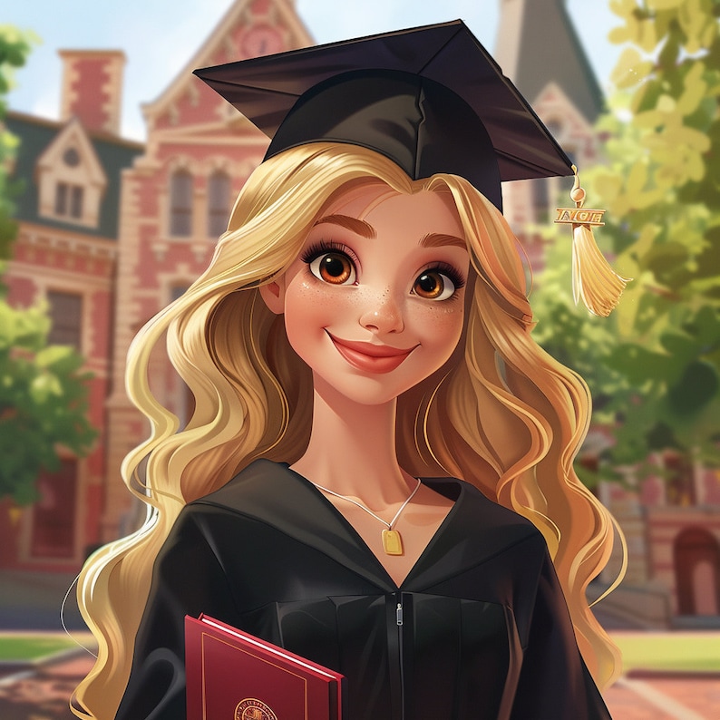 Custom Graduation Cartoon Portrait, Graduation Portrait, Graduation ...