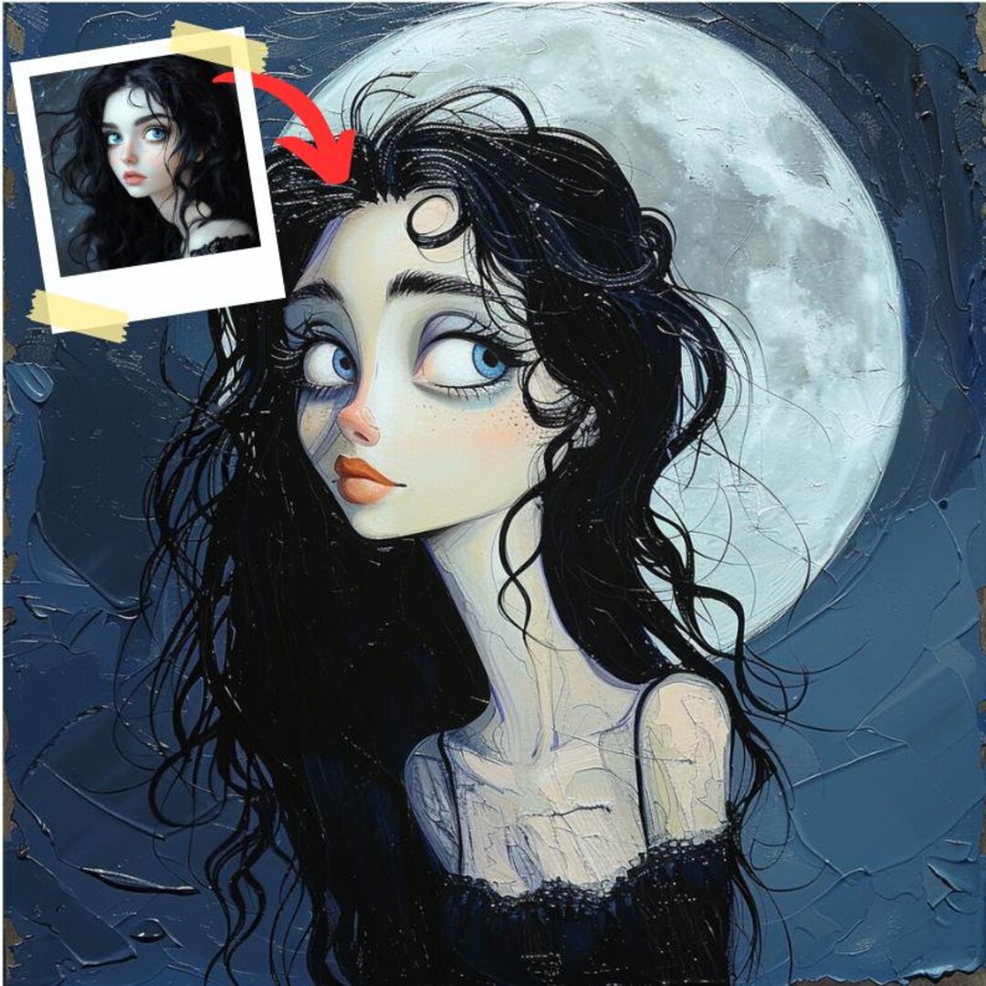 Digital Tim Burton Style Custom Portraits, Custom Halloween Portrait ...